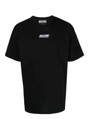 MOSCHINO Logo Embroidered Cotton T Shirt