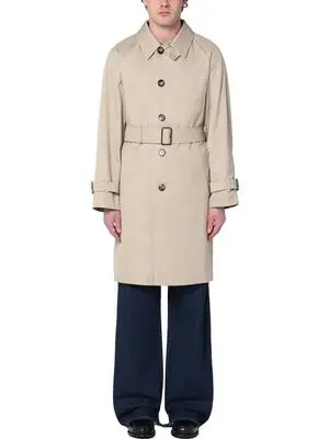 Burberry Cotton Trench Coat With Belt - Beige