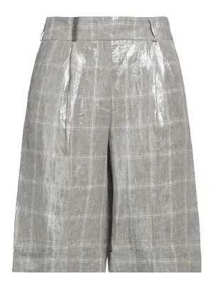 Peserico Linen Checked Bermuda Shorts - Grey