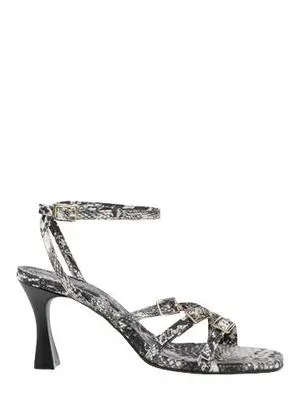 DIVINE FOLLIE Snakeskin Print Ankle Strap Sandals - Grey