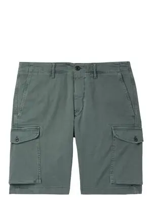SLOWEAR Straight-leg Textured Cotton-blend Cargo Shorts - Green