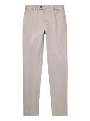 SLOWEAR Venezia 1951 Slim-fit Tapered Cotton-twill Trousers - Neutrals