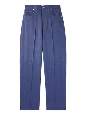 Bottega Veneta Wool And Cotton-blend Drill Trousers - Blue
