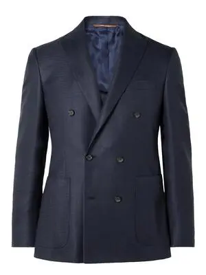 Canali Unstructured Wool, Silk And Linen-blend Blazer - Blue