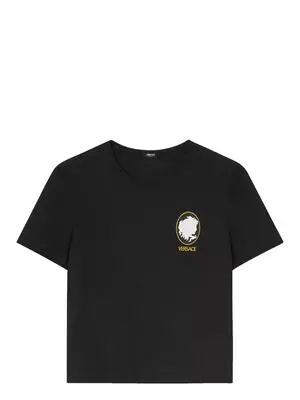 Versace Cameo Logo-embroidered T-shirt - Black