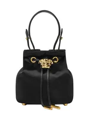 Versace Mini La Medusa Satin Bucket Bag - Black