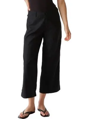 Michael Stars Geraldine Straight Leg Linen & Cotton Pants - Black