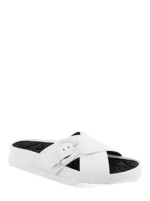 Aerosoles Lago Flatform Slide Sandal - Bright White Leather