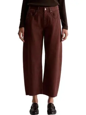 Ag Hattie Raw Hem High Waist Crop Barrel Jeans - Chestnut