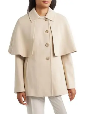 Donna Karan New York Water Repellent Crepe Raincoat With Cape - Ivory