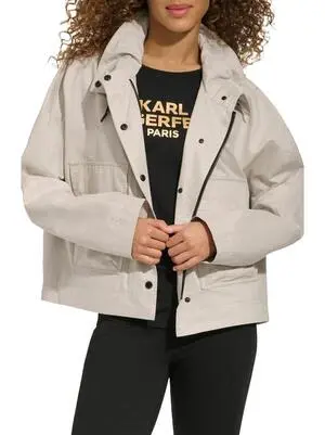 Karl Lagerfeld Paris Oversized Zip-front Jacket - Sand