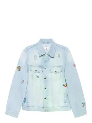 Casablanca Embroidered Denim Trucker Jacket - Blue