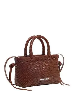 Bimba Y Lola Mini Interwoven Tote Bag - Brown