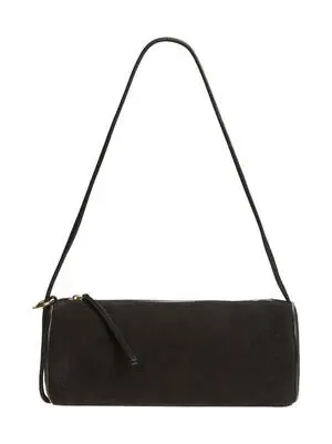 REFORMATION Simona Cylinder Shoulder Bag Black Suede