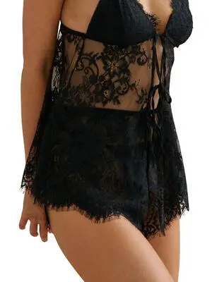 KAT THE LABEL Emerson Lace Tap Shorts - Black