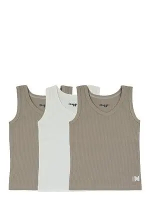 NOGGIWEAR Set Of Ribbed Tank Tops - Taupe / White