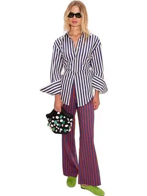 SIMONMILLER Pia Poplin Side Zip Pant Navy/henna