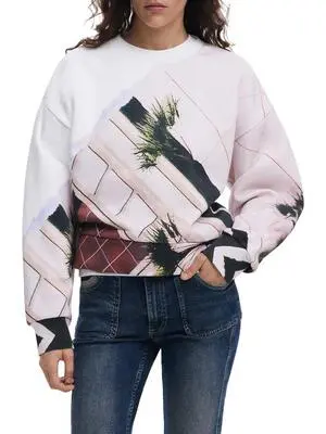 Desigual Abstract Print Crewneck Sweatshirt - White Multi
