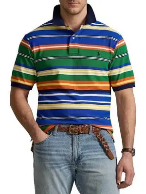 Polo Ralph Lauren Big & Tall Striped Mesh Polo Shirt - Cruise Green Multi