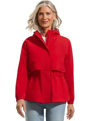 LANDS' END Squall Packable Rain Jacket - Compass Red