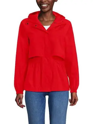 LANDS' END Squall Packable Rain Jacket - Coral Red
