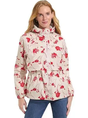 LANDS' END Squall Packable Rain Jacket - Ivory Latte Tossed Floral