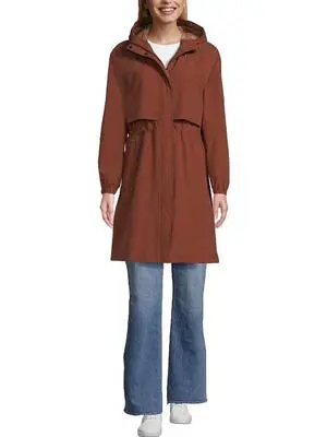 LANDS' END Squall Packable Long Raincoat Earthen Clay
