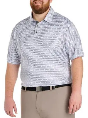 REEBOK Big & Tall Contrast Diamond Print Polo Shirt - Tranquil Teal