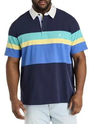 NAUTICA Big & Tall Colorblocked Polo Shirt - Navy Seas