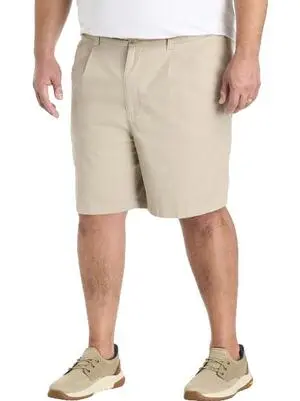 HARBOR BAY BY DXL Big & Tall Waist-relaxer Pleated Shorts - Khaki