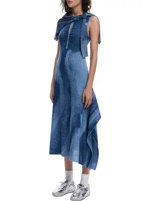Desigual Asymmetric Knit Dress - Blue