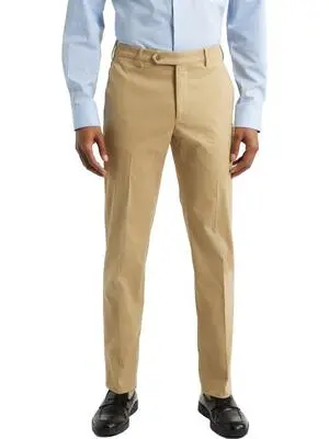Zanella Parker Flat Front Stretch Cotton Pants Khaki