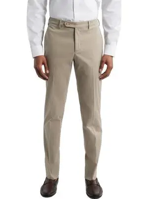 Zanella Parker Flat Front Stretch Cotton Pants Stone