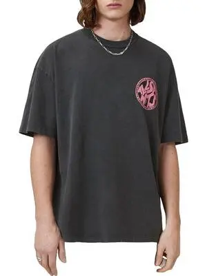 ALLSAINTS Distortion Graphic T-shirt - Washed Black/ Pink
