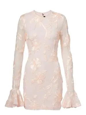 ROTATE BY BIRGER CHRISTENSEN Embroidered Mesh Minidress - Pink