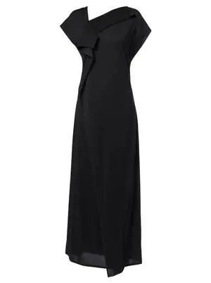 Plan C Asymmetric Draped Midi Dress - Black