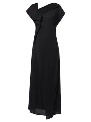 Plan C Asymmetric Draped Midi Dress - Black