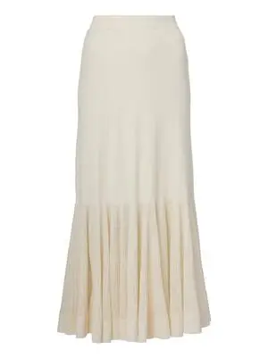 Zimmermann Illuminate Pleated Ribbed-knit Midi Skirt - White
