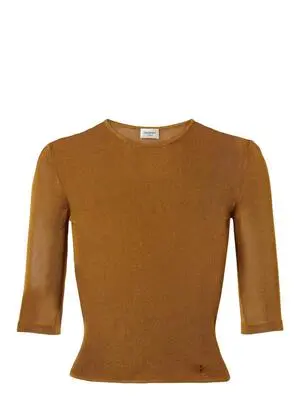 Saint Laurent Cassandre Knitted Top - Brown
