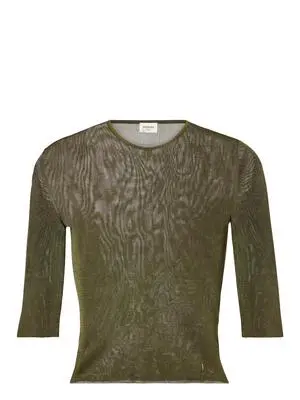 Saint Laurent Cassandre Knitted Top - Green