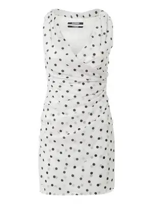 Jacquemus Rita Draped Polka-dot Minidress - White