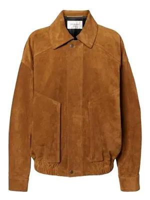 Saint Laurent Suede Bomber Jacket - Brown