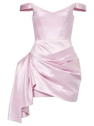 Alex Perry Draped Duchess Satin Minidress - Pink