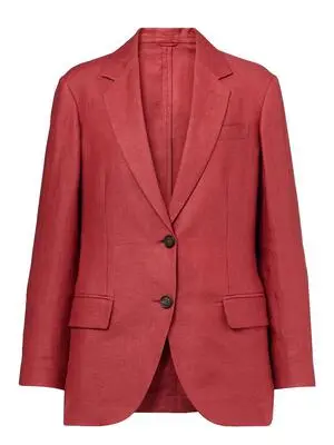 Brunello Cucinelli Hemp And Linen Gabardine Blazer - Red