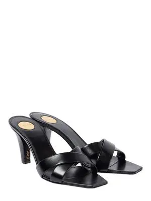 Saint Laurent Jill 75 Leather Mules - Black