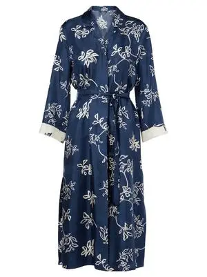 Max Mara Timeo Printed Twill Wrap Dress - Blue