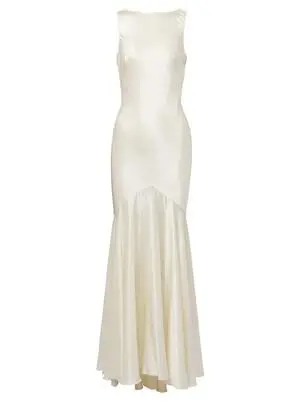 Nina Ricci Open-back Satin Maxi Dress - White