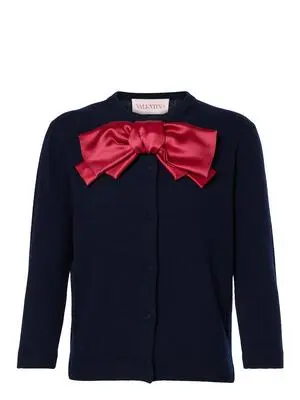 Valentino Garavani Bow-detail Wool Cardigan - Blue