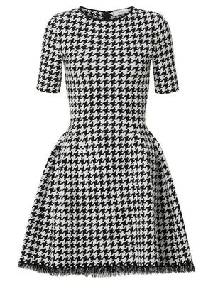 Alexander McQueen Houndstooth Jacquard Minidress - Black