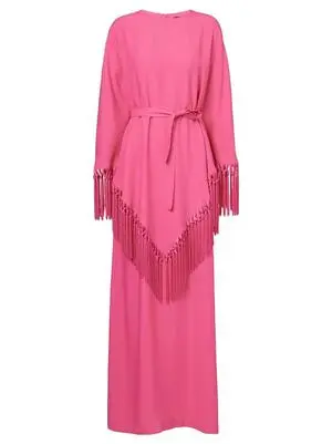 TALLER MARMO Fringed Crêpe Cady Kaftan - Pink